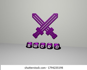 3d Graphical Image Sword Vertically Along Stock Illustration 1794235198 ...