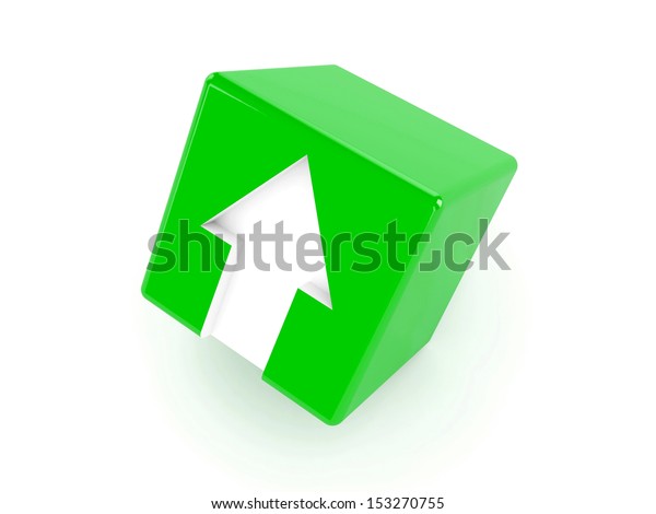 3d Green Cube Arrow Pointing Concept Stock Illustration 153270755 ...