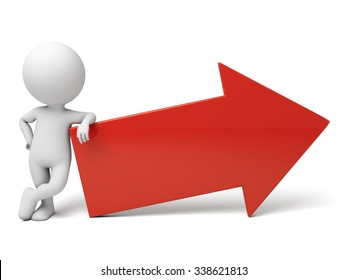 3d People Man People Pushing Arrow Stock Illustration 123497095