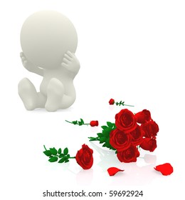 3d Guy Crying Over Roses On Stock Illustration 59692924 | Shutterstock
