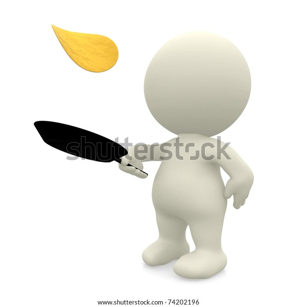 3d Guy Flipping Pancake Isolated Over Stock Illustration 74202196 ...