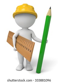 3d Small Person Ruler Green Pencil Stock Illustration 76451302