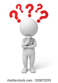 Little Man Thinking Looking White Background Stock Illustration ...