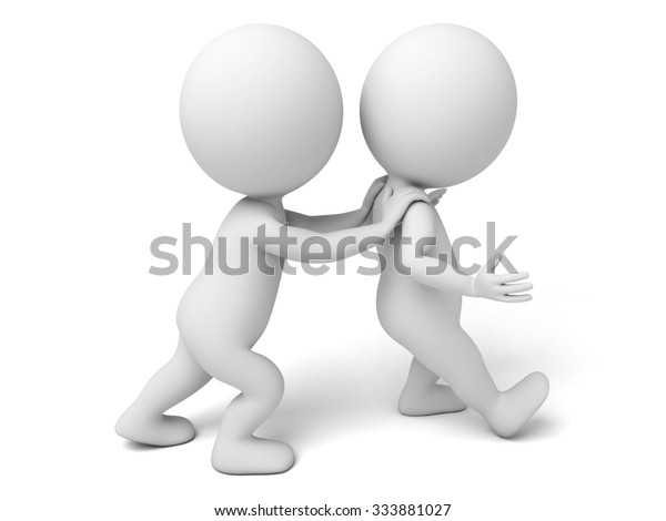 3d Guy Pushing Another One Stock Illustration 333881027