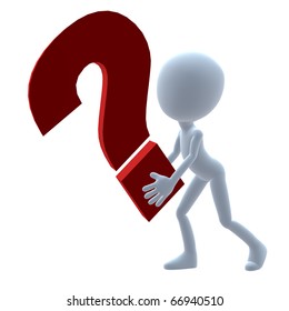 3d Guy Question Mark On White Stock Illustration 66940510