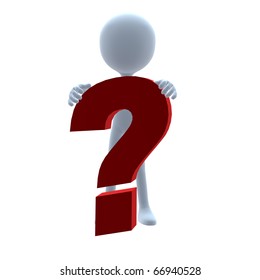 3d Guy Question Mark On White: ภาพประกอบสต็อก 66940522 | Shutterstock