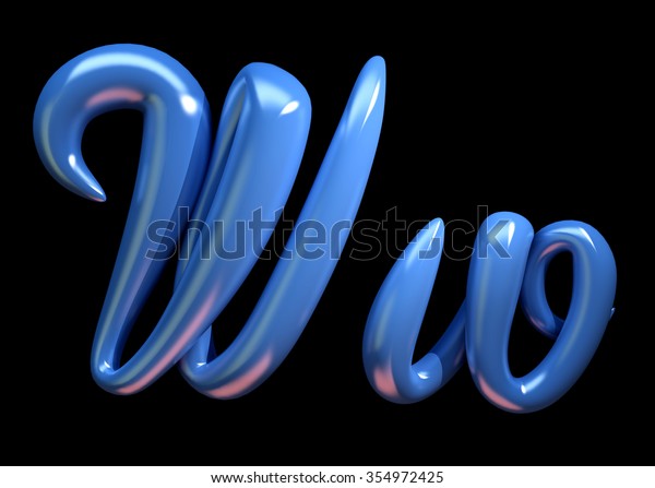 3d Handwritten Blue Plastic Alphabet Isolated Stock Illustration ...