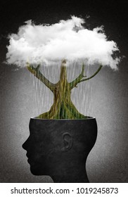 3d Head Rain Stock Illustration 1019245873 | Shutterstock
