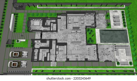 3d House Plan Planning Visualization Plan Stock Illustration 2203243649 ...