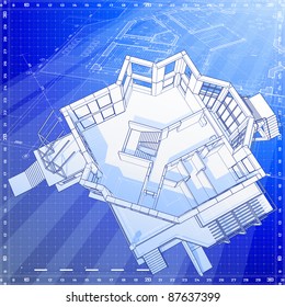 3d House Vector Technical Draw Bitmap Stock Illustration 87637399 ...