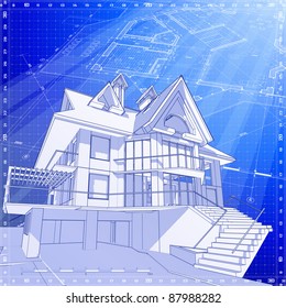 Architecture Design Blueprint 3d House Plan: เวกเตอร์สต็อก (ปลอดค่าลิขสิทธิ์) 278935028 ...