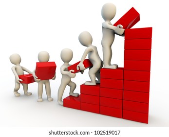 3d Human Characters Making Graph Growth Stock Illustration 102519017 ...