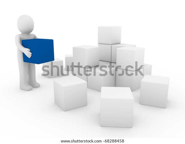 3d Human Cube Box Blue White Stock Illustration 68288458 | Shutterstock
