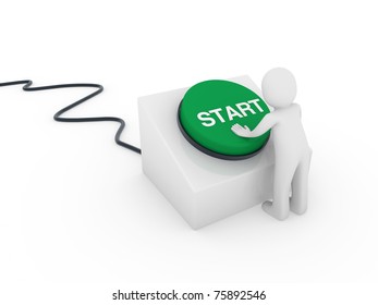 3d Human Man Button Green Start Stock Illustration 75892546 | Shutterstock