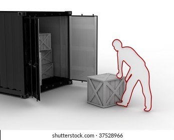 3d Human On Container Stock Illustration 37528969 | Shutterstock