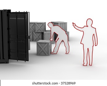 3d Human On Container Stock Illustration 37528969 | Shutterstock