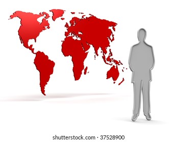3d Human On World Map Stock Illustration 37528900