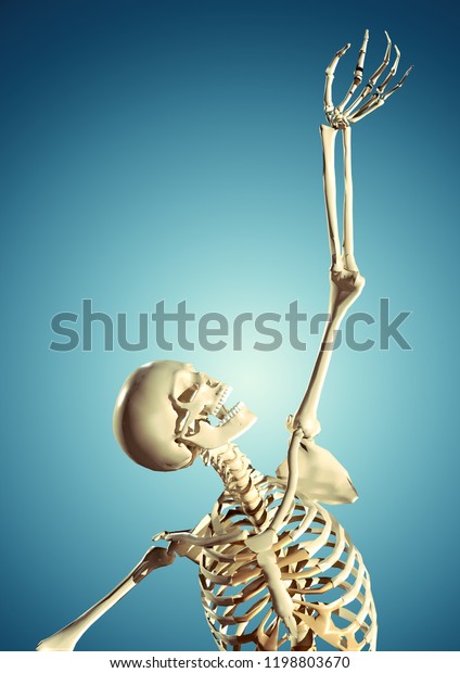 3d Human Skeleton Reaching Through Hands Stock Illustration 1198803670