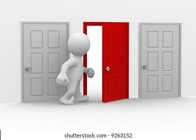 3d Human That Walks Halfopen Door Stock Illustration 9263152 | Shutterstock