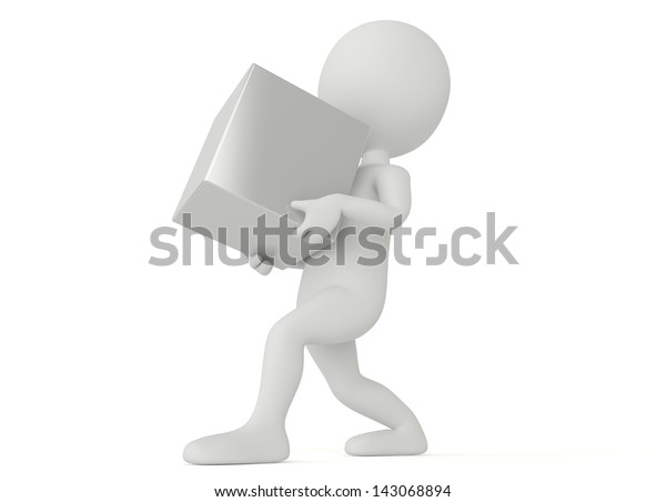 3d Humanoid Character Hold Cube On Stock Illustration 143068894