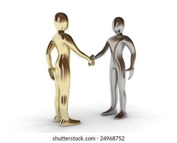 Metallic Cartoon Mascot Character Handshake Concept Stock Illustration ...