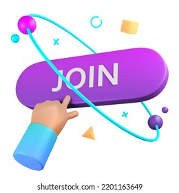 3d Icon Illustration Join Button Hand Stock Illustration 2201163649 ...