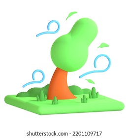 3d Icon Illustrations Tree Wind Weather Stock Illustration 2201109717 ...