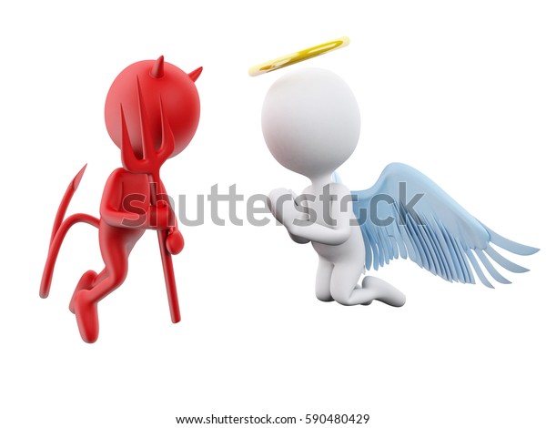 3d Illustration Angel Devil Isolated White Stock Illustration 590480429 ...