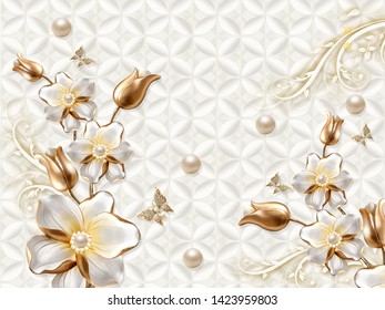 3d Illustration Beige Background Patterns Pearls Stock Illustration ...