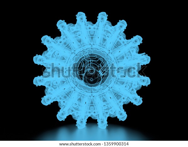 3d Illustration Blue Radial Engine Xray 스톡 일러스트 1359900314 | Shutterstock