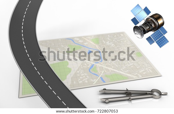 3d Illustration Bright Map Circle Tool Stock Illustration 722807053 ...