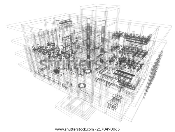 3d Illustration Building Project Stock Illustration 2170490065 ...