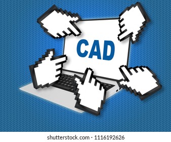 3d Illustration Cad Script Pointing Hand Stock Illustration 1116192626 ...