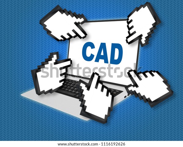 3d Illustration Cad Script Pointing Hand Stock Illustration 1116192626 ...