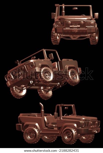 3d Illustration Car Different Angles Art Stock Illustration 2188282431 ...
