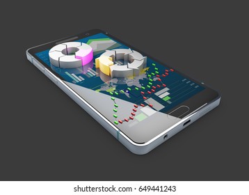 3d Illustration Charts Statistic Data Isolated Stock Illustration ...