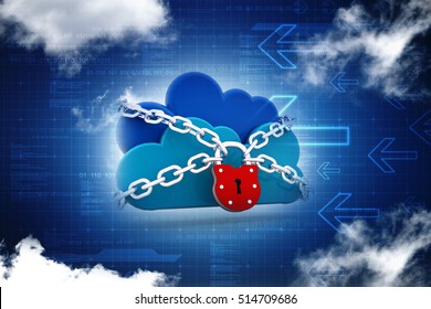3d Illustration Cloud Secured Lock Stock Illustration 514709686 ...