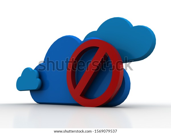 3d Illustration Cloud Stop Sign Stock Illustration 1569079537 ...
