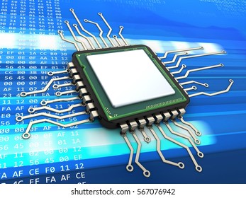 3d Illustration Computer Chip Over Code Stock Illustration 567076942 ...