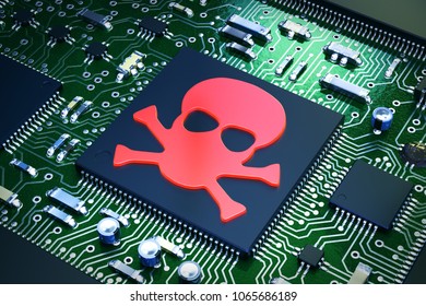 3d Illustration Computer Chip Skull Icon Stock Illustration 1065686189 ...