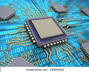 3d Illustration Computer Chips Over Digital Stock Illustration 701767090