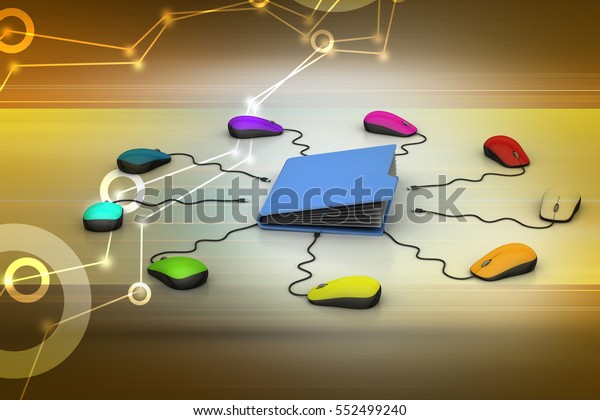 3d Illustration Computer Mouse File Folder Stock Illustration 552499240 ...