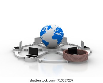3d Illustration Computer Security Firewall Concept Stock Illustration ...