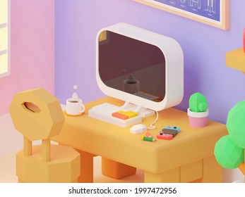 3d Illustration Computer Table Design Stock Illustration 1997472956 ...