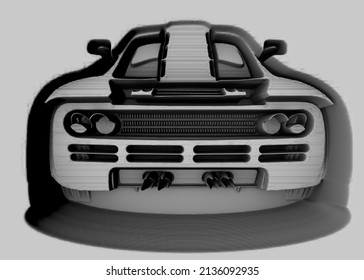 3d Illustration Conceptualization Back Side Car Stock Illustration ...