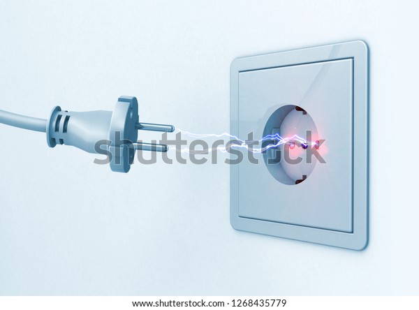 3d Illustration Current Spark Between Power Stock Illustration ...