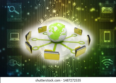 3d Illustration Data Sharing Concept Stock Illustration 1487272535 ...