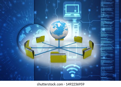 3d Illustration Data Sharing Concept Stock Illustration 1492236959 ...