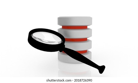 3d Illustration Database Server Magnifying Glass Stock Illustration ...