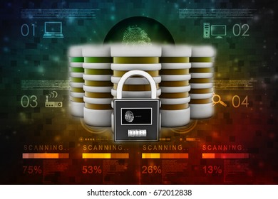 3d Illustration Database Storage Security Concept Stock Illustration ...